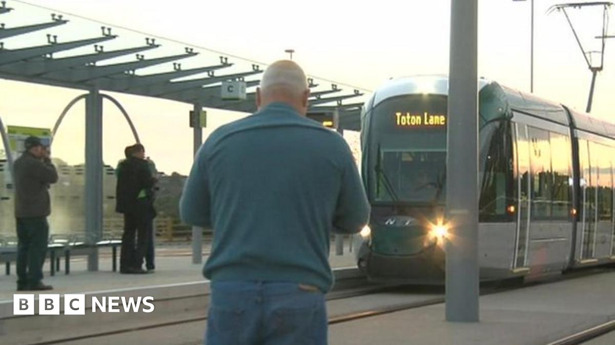 Nottingham tram extension: Line opens eight months late - BBC News