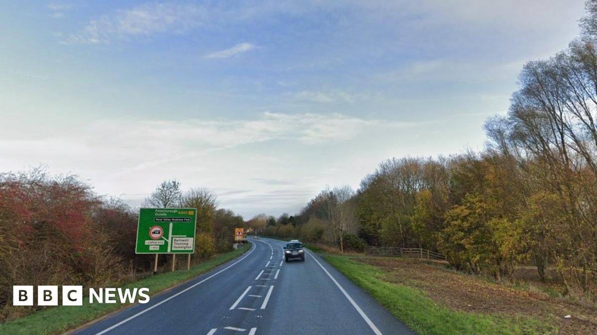 Man, 19, dies in single-vehicle crash on A605 at Barnwell - BBC News