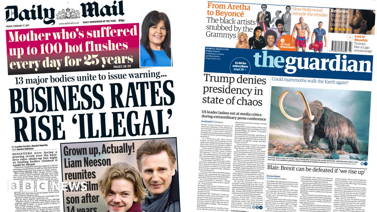 Newspaper headlines: Business rates and woolly mammoths in the news ...