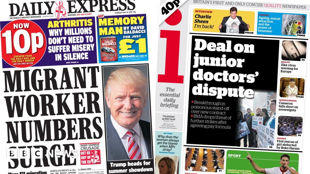 Newspaper headlines: EU migrant jobs and medical matters on front pages ...