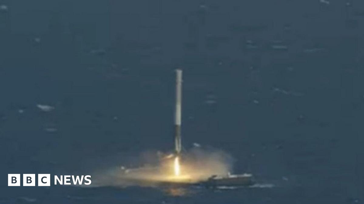 SpaceX reusable rocket lands on ocean platform - BBC News
