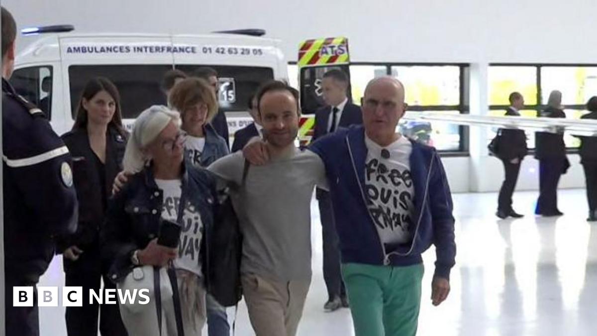 French citizen Louis Arnaud returns home freed from Iranian jail - BBC News