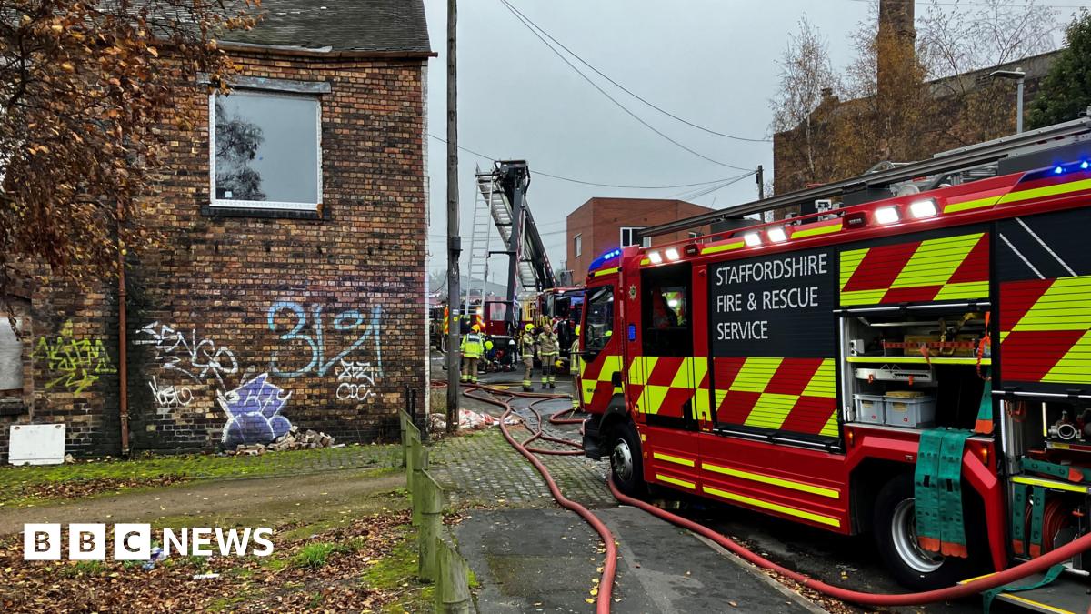 Fire crews tackle commercial building blaze in Hanley - BBC News