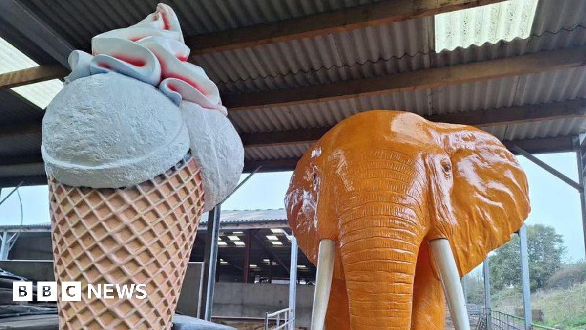Devon orange elephant returning to A38 after 'spruce up' - BBC News