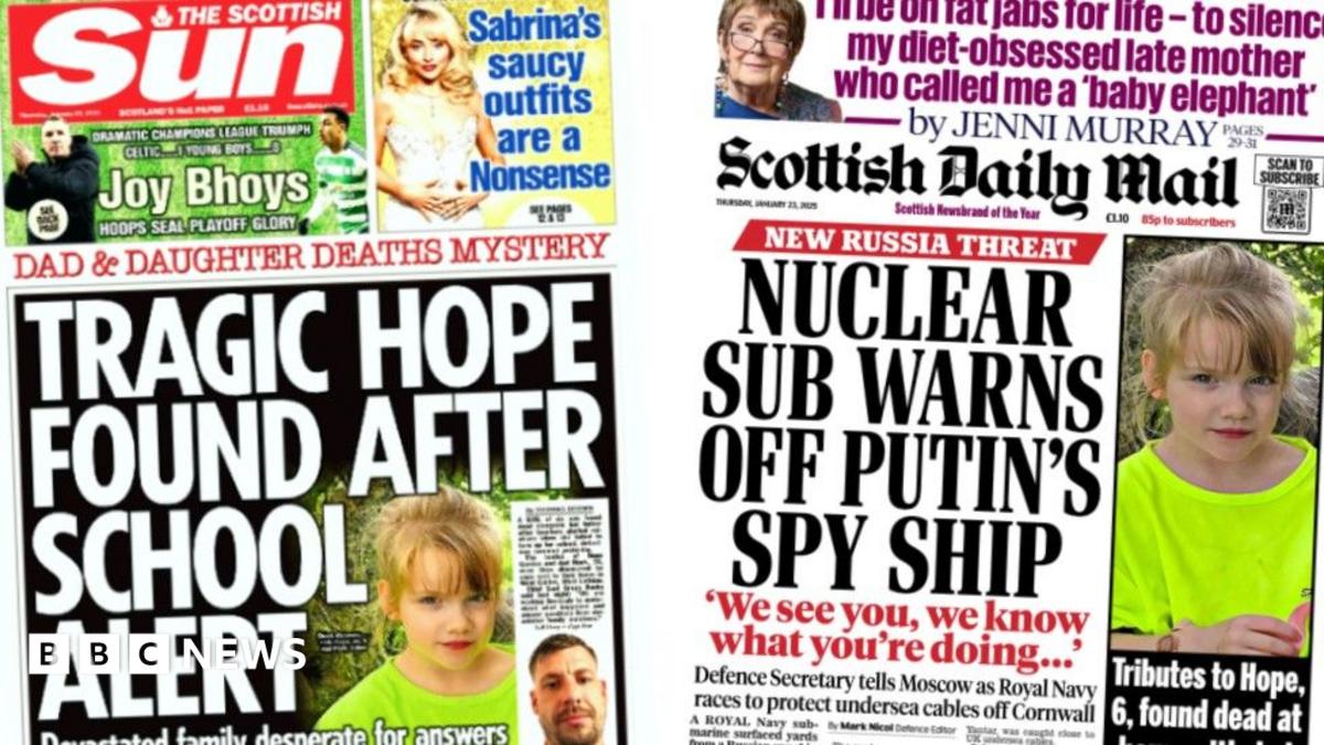 Scotland's papers: Tributes to 'bubbly' Hope and Russian 'spy ship ...