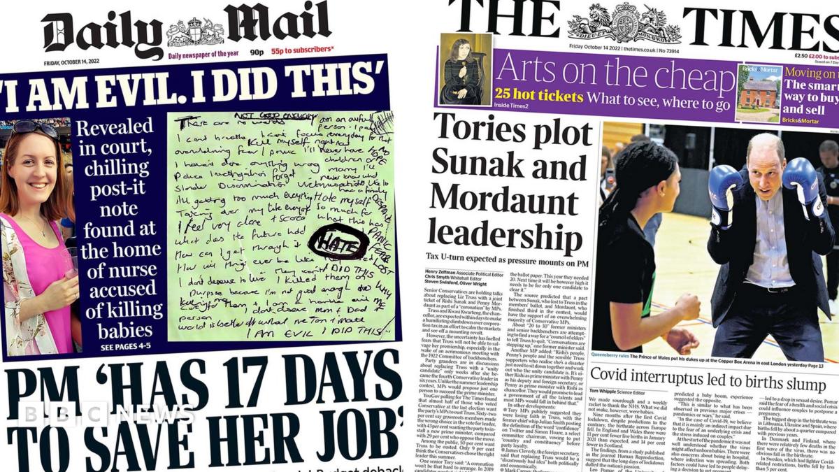 Newspaper headlines: 'Truss has days' as 'MPs tout Mordaunt and Sunak ...