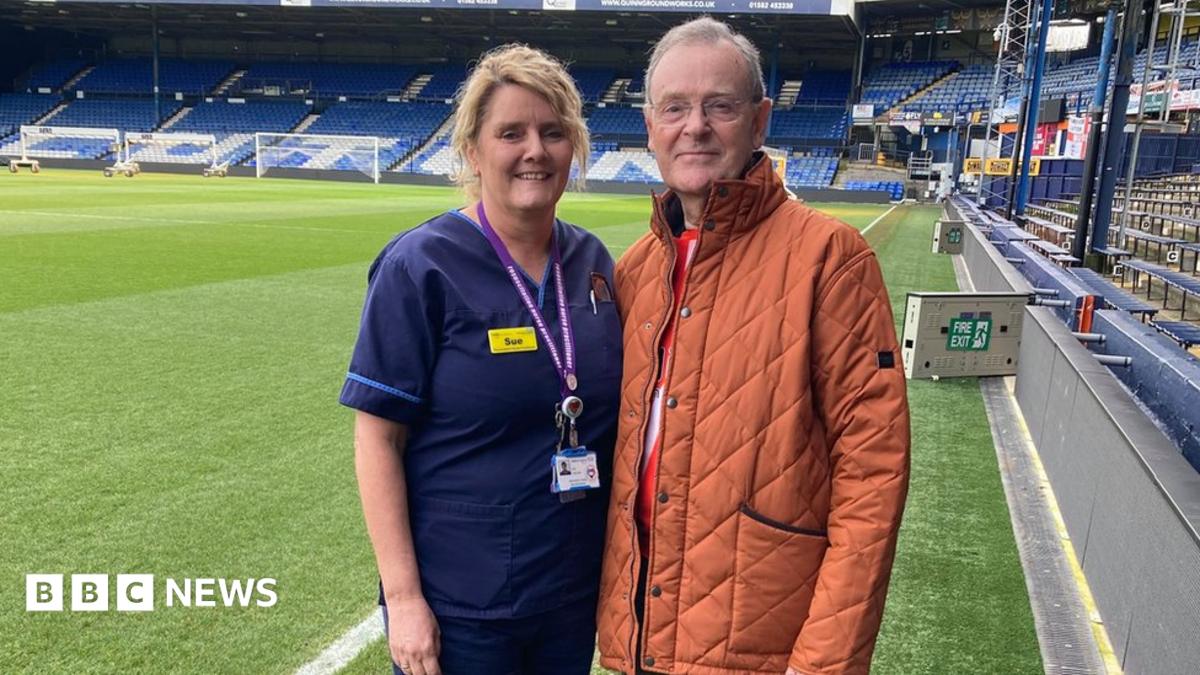 Luton Town fan, 80, reunited with his CPR life-saver - BBC News