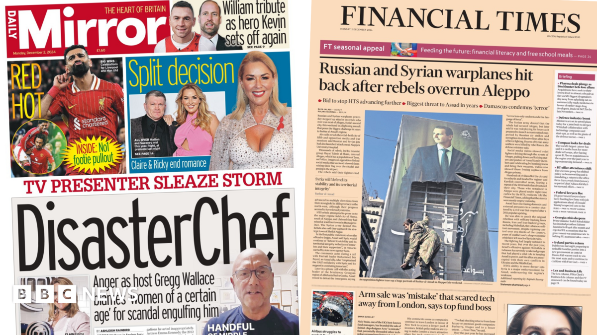 Newspaper headlines: 'DisasterChef' and 'Syrian warplanes hit back ...