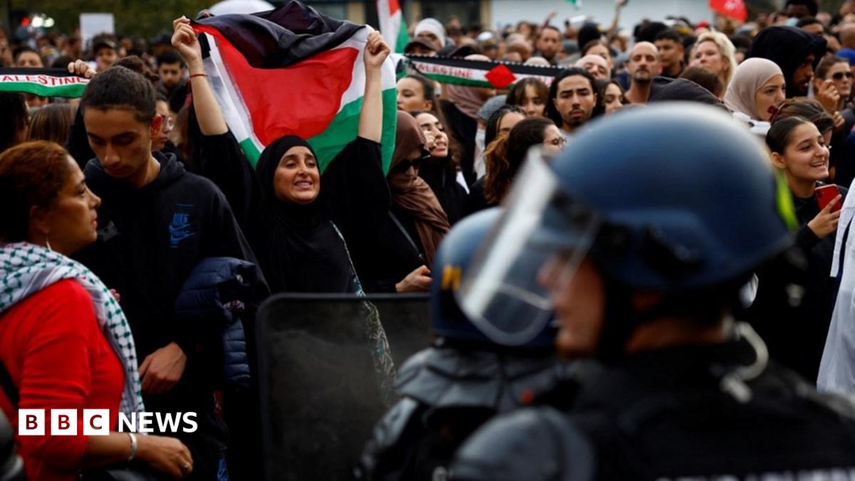 French police break up pro-Palestinian demo after ban - BBC News