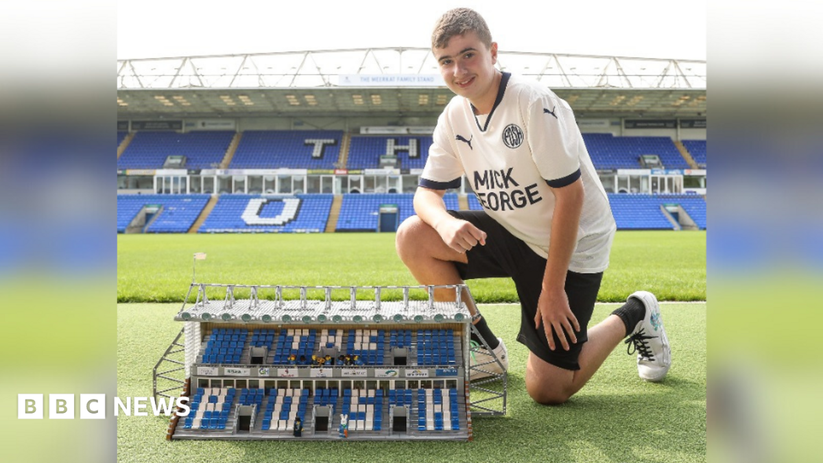 Peterborough United fan builds Meerkat stand out of Lego - BBC News