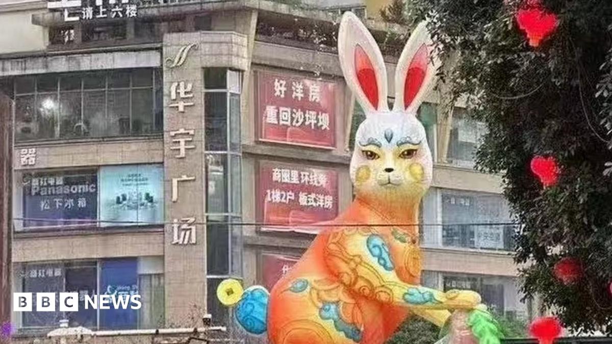 China removes giant rabbit lantern criticised as too ugly - BBC News