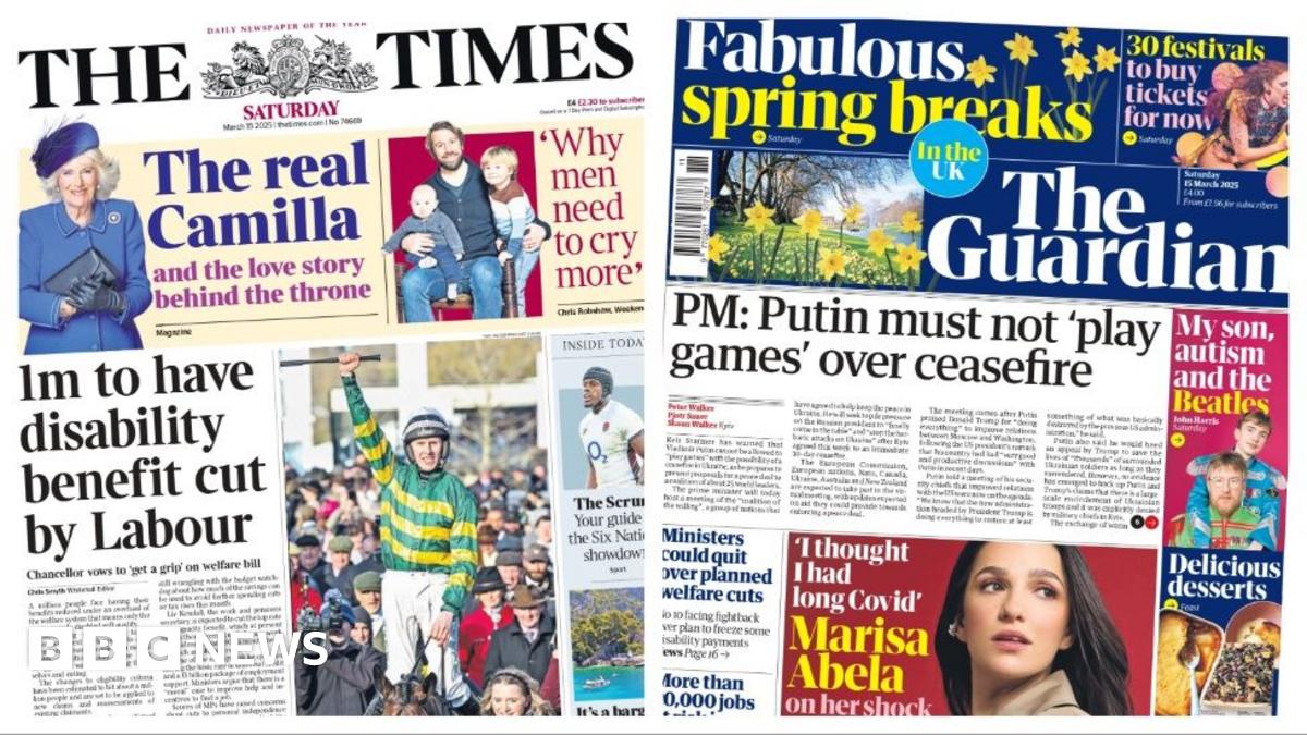 Newspaper headlines: 'Benefit cut for 1m' and 'Putin must not play ...
