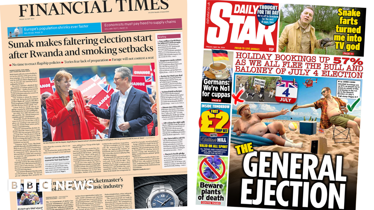 Newspaper headlines: 'Faltering election start' and 'General ejection ...
