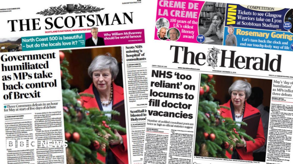 The papers: Brexit 'mayhem' and NHS locums 'shortage' - BBC News