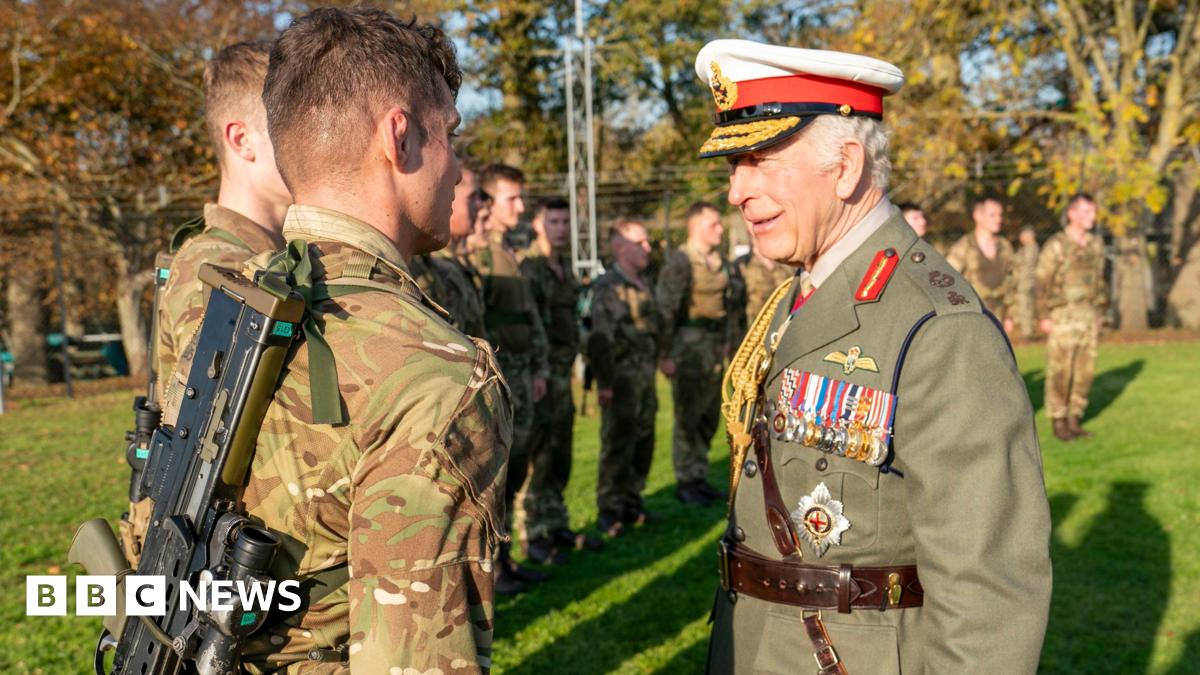King Charles III revisits Devon commando base where he trained - BBC News