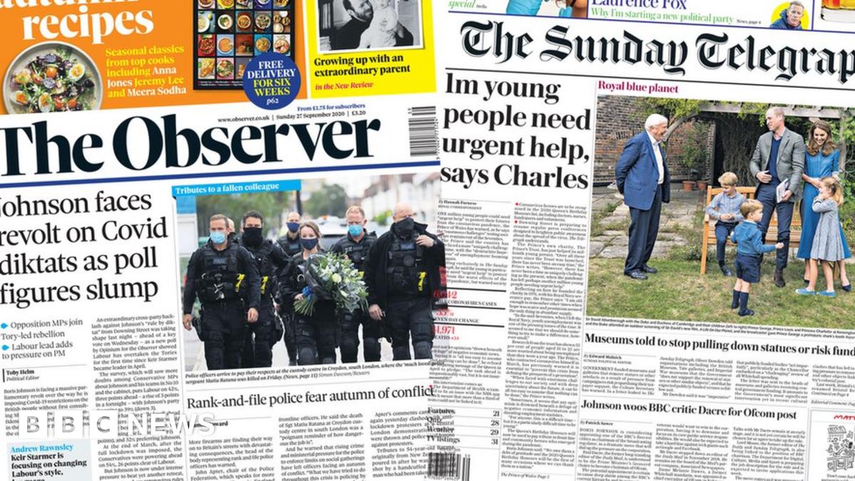 Newspaper headlines: Johnson 'faces Covid revolt', and Charles' warning ...