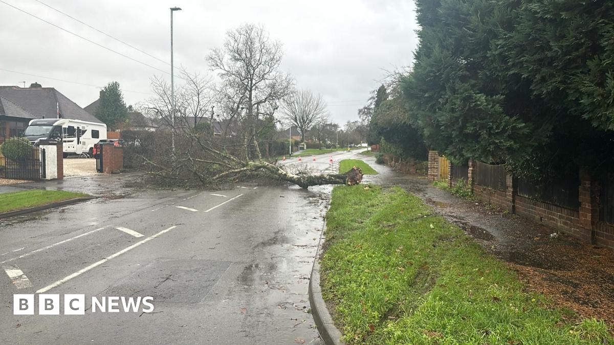 Storm Darragh clean-up after 400 Staffordshire damage reports - BBC News