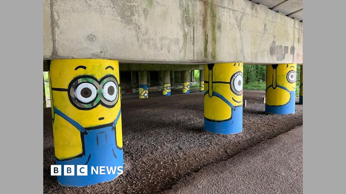 More mystery 'Minions' appear painted under Burnley bridge - BBC News