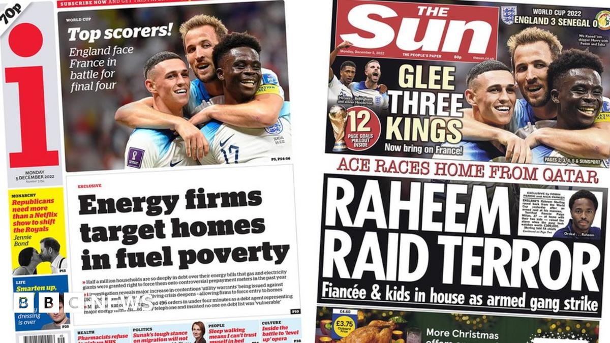 Newspaper headlines: 'Three Lions roar' and Sterling raid 'terror ...