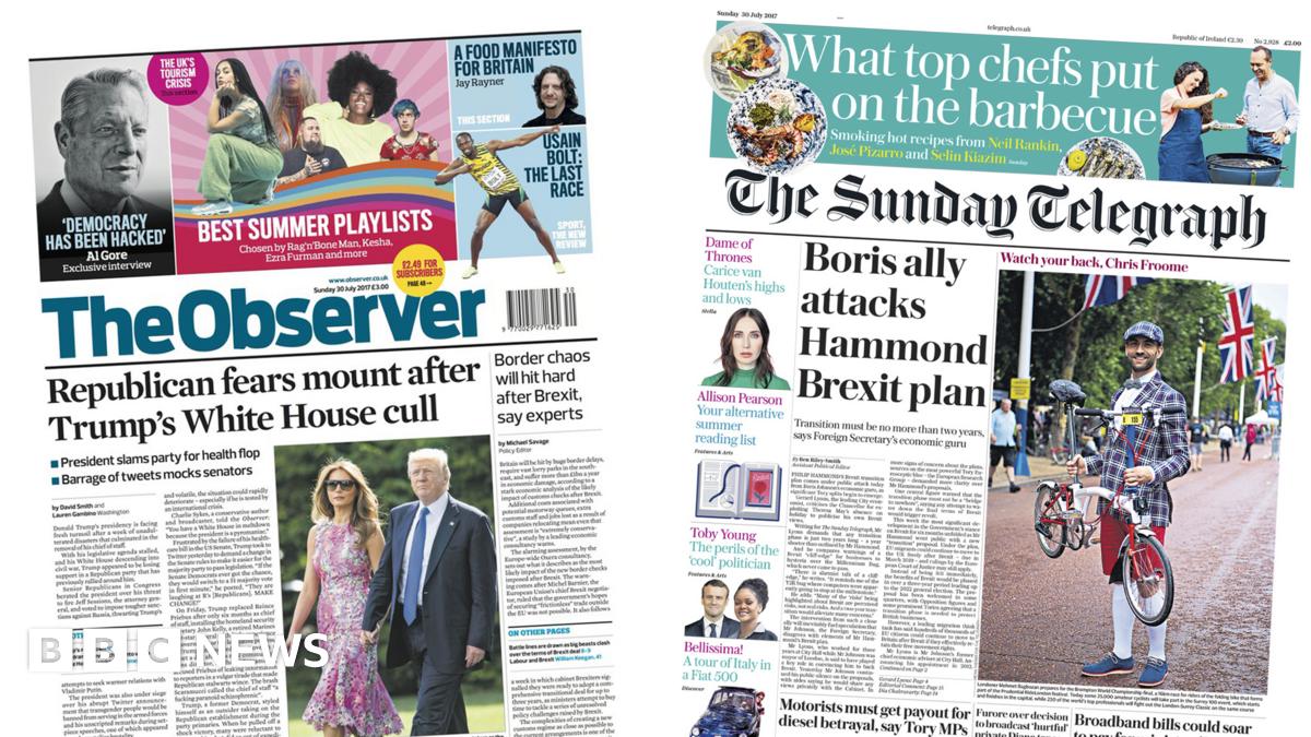 Newspaper headlines: Diana video and Brexit debate - BBC News