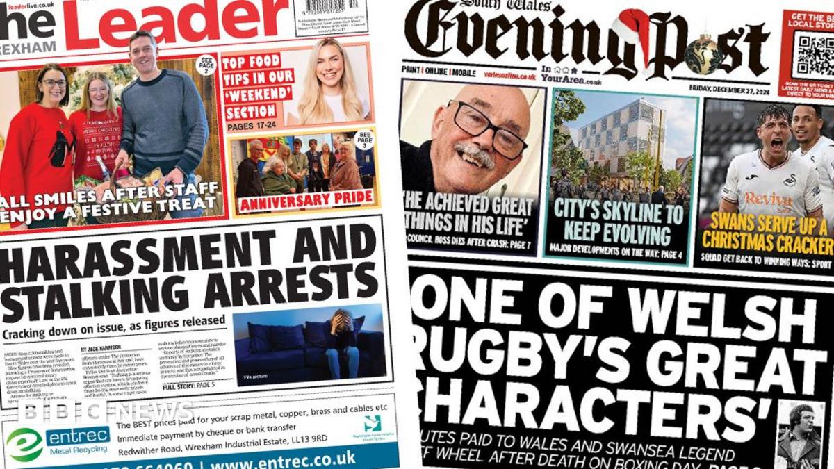 Wales' papers: Stalking arrests and ex-rugby player death - BBC News