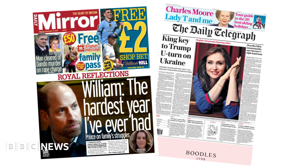 Newspaper headlines: Prince William's 'hardest year' and 'King key to ...