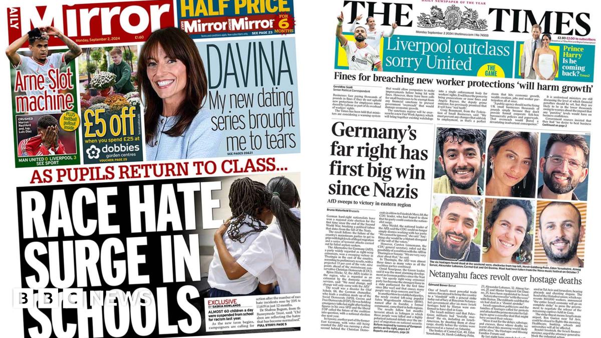 Newspaper headlines: German far right 'big win' and school 'race hate ...