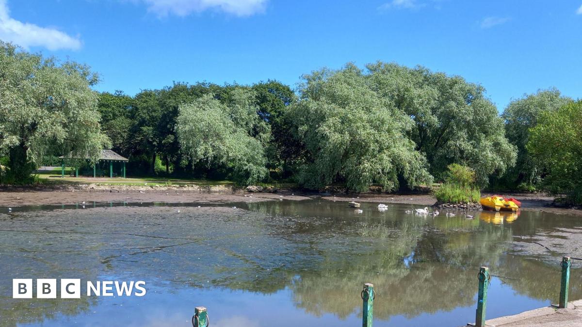 Redcar's Locke Park lake drained after sluice gates removed - BBC News