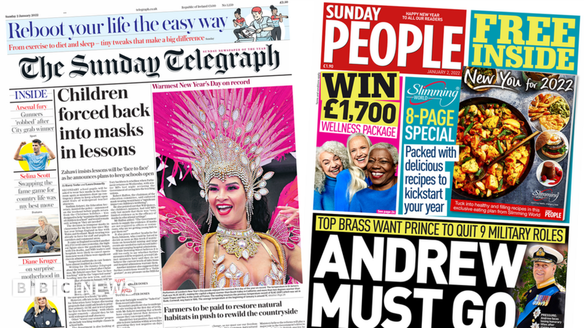 Newspaper headlines: Masks back in classrooms and 'Andrew must go ...