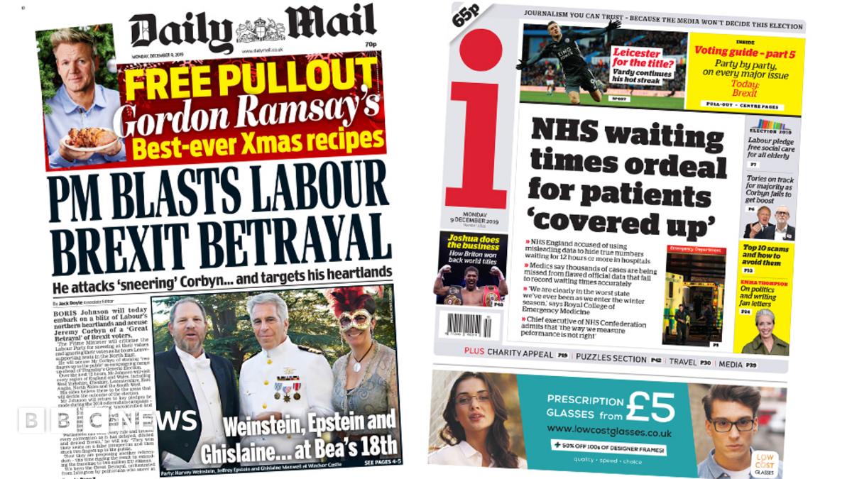 Newspaper headlines: 'Labour Brexit betrayal' and 'NHS waits cover up ...