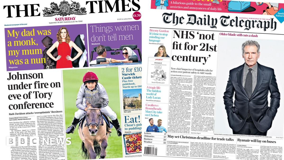 Paper headlines: Boris 'under fire' and hospital safety warning - BBC News