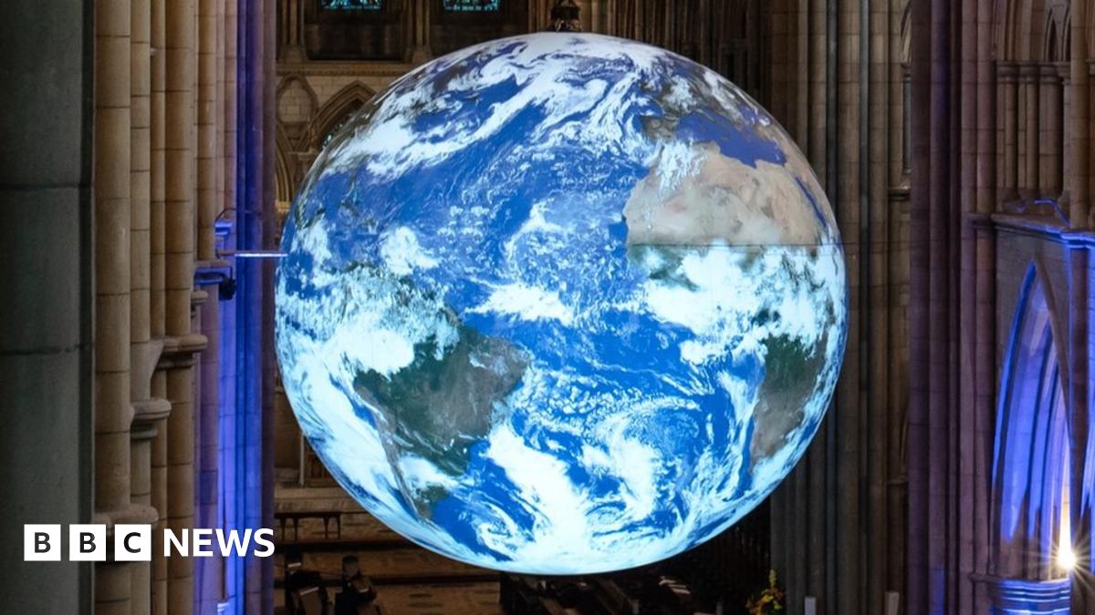 Giant globe on display at Truro Cathedral - BBC News