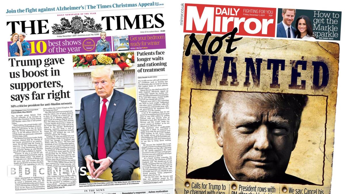 Newspaper headlines: Donald Trump Twitter row dominates - BBC News
