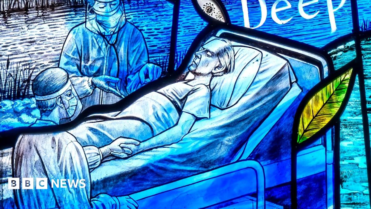 Cambridgeshire church stained glass depicts Covid-19 scenes - BBC News