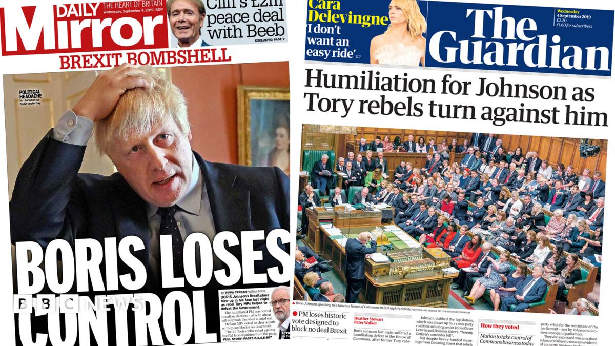 Newspaper headlines: 'Boris loses control' - BBC News