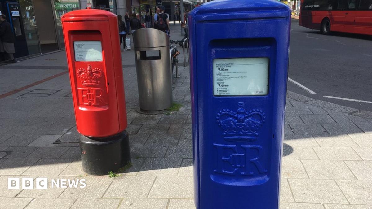 Why are post boxes being painted blue? - BBC News