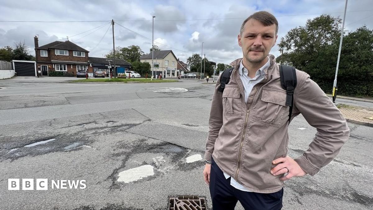 Repairs promised over crumbling Meir Heath roundabout - BBC News