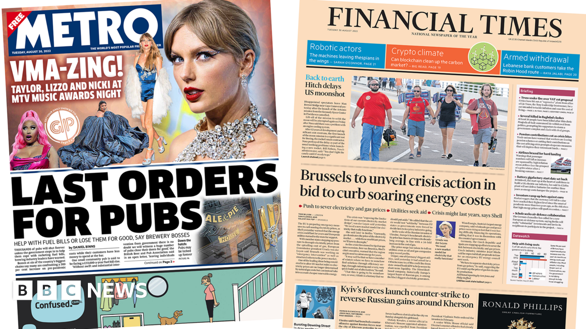 Newspaper headlines: EU energy crisis action and 'last orders for pubs ...