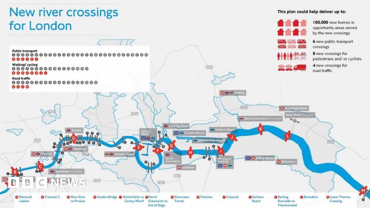 Plans for 13 bridges and tunnels to connect London across the Thames ...