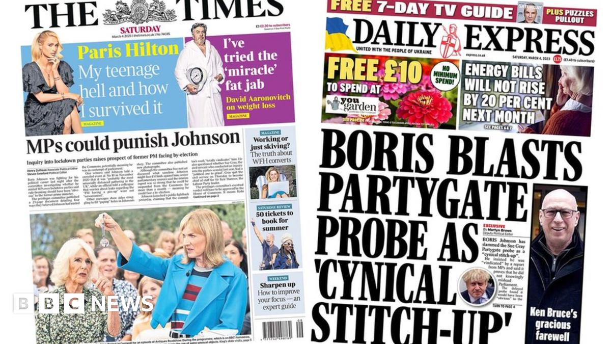 Newspaper headlines: Johnson faces 'punishment' and his 'stitch-up ...