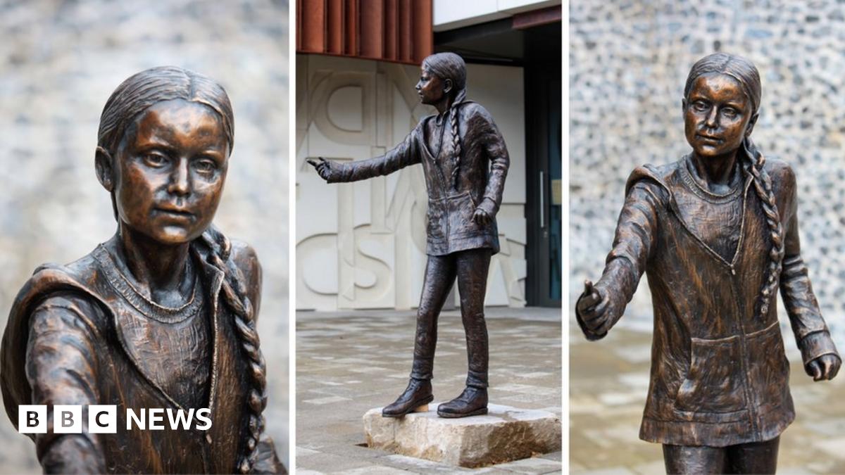 Greta Thunberg statue returns to University of Winchester - BBC News