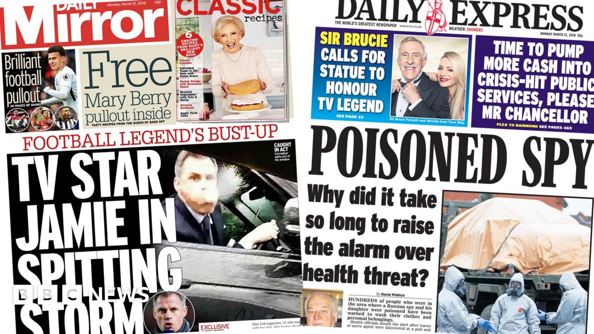 Newspaper headlines: Poison clothes alert and 'spitting storm' - BBC News