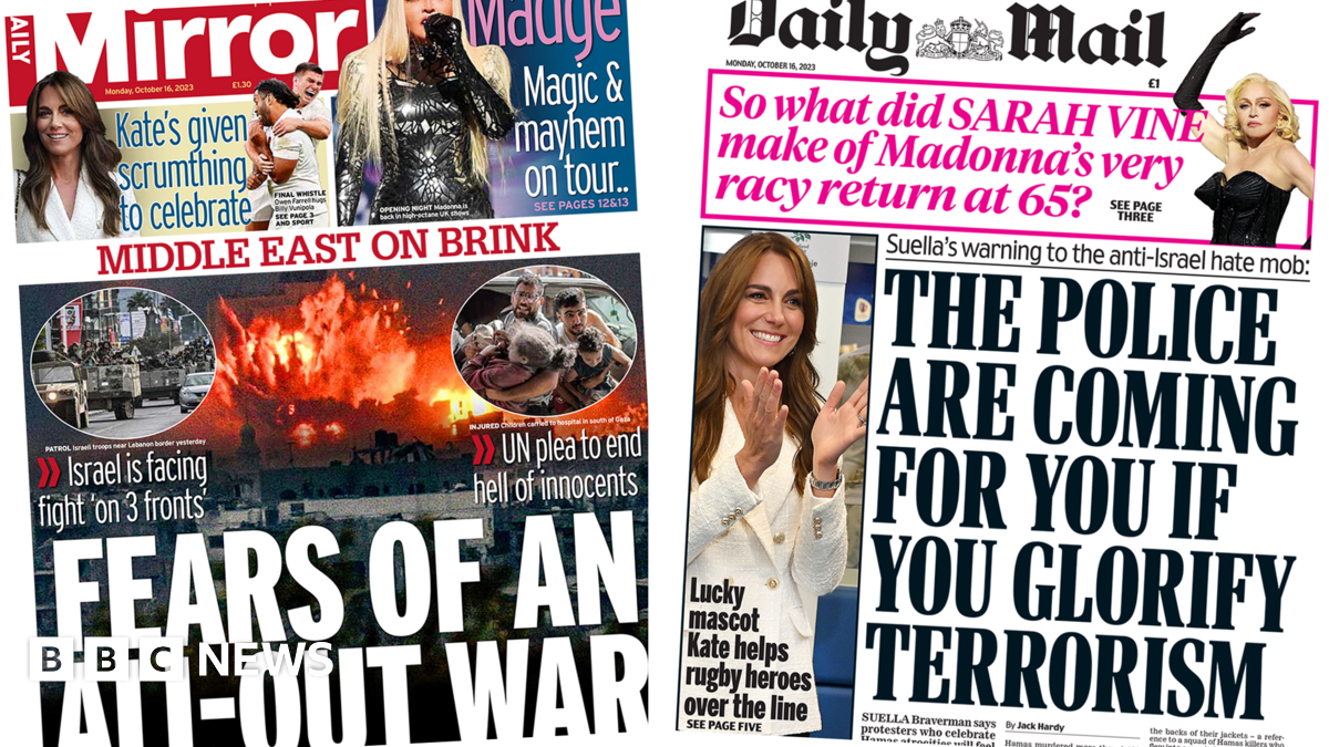 Newspaper headlines: 'All-out war' fears and no 'glorifying terrorism ...