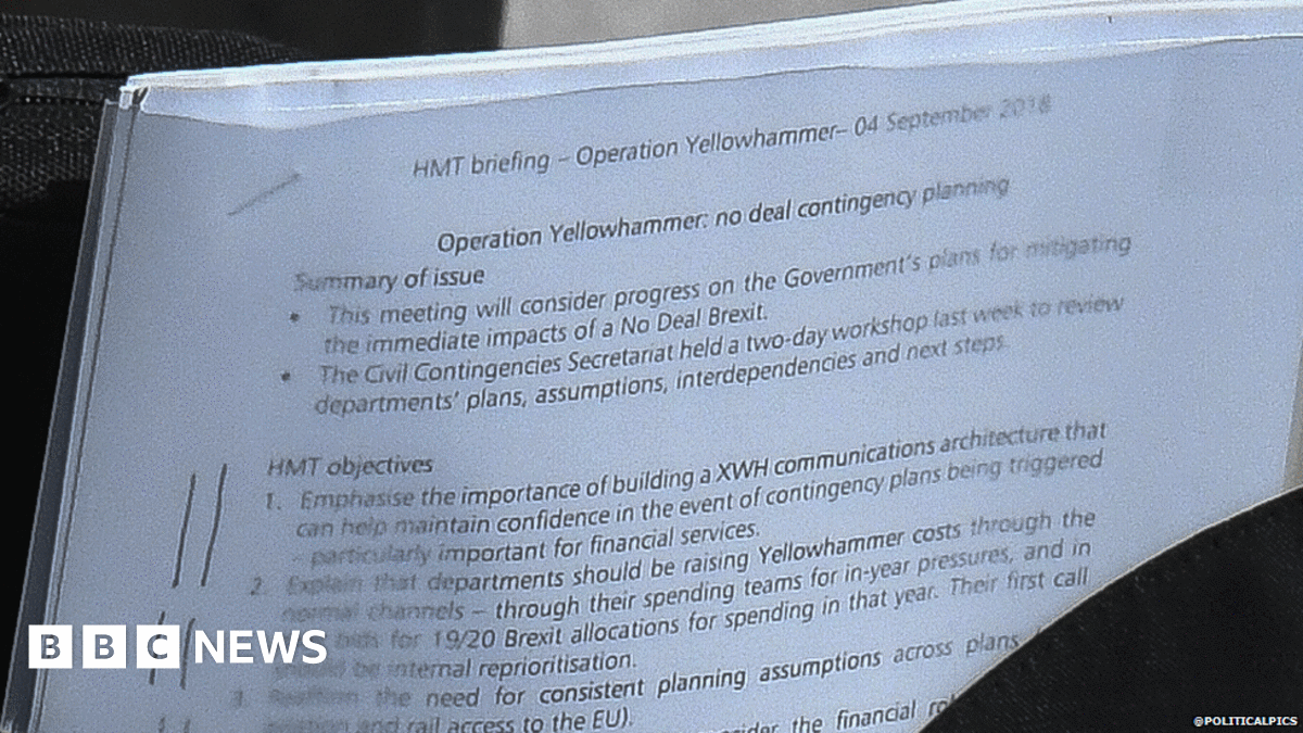 Snatched pic gives insight into 'no deal' Brexit planning - BBC News