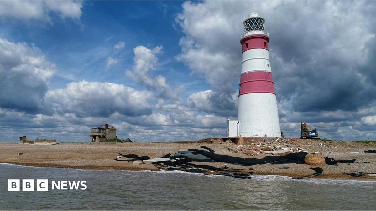 Orfordness Lighthouse: Waving goodbye to a coastal landmark - BBC News