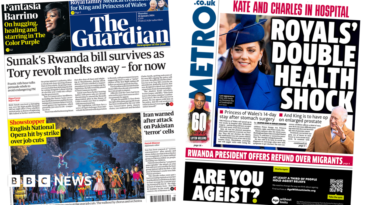 Newspaper headlines: Rwanda 'revolt melts away' and Royals' 'health ...