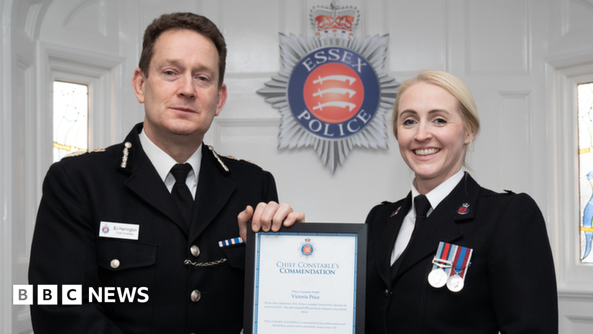 Clacton police officer who saved van driver in crash is commended - BBC ...
