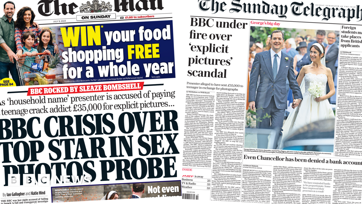Newspaper headlines: 'BBC under fire' over star in 'photos probe' - BBC News