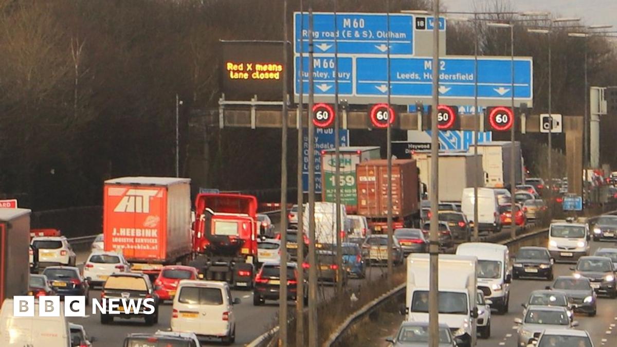 Motorcyclist dies after M62 Simister Island slip road crash - BBC News