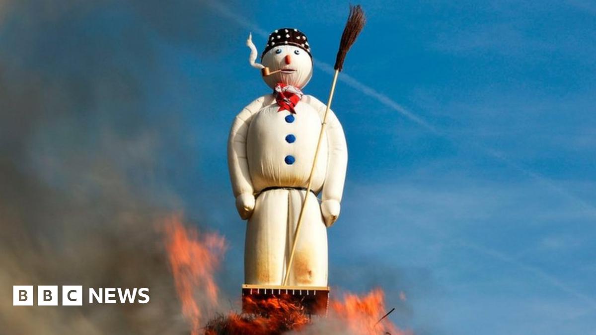 Exploding snowman forecasts hot summer for Switzerland - BBC News